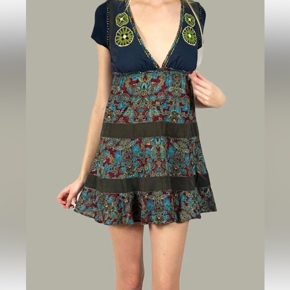 Free People | Dresses | Free People Earthcore Dark Floral Tiered ...